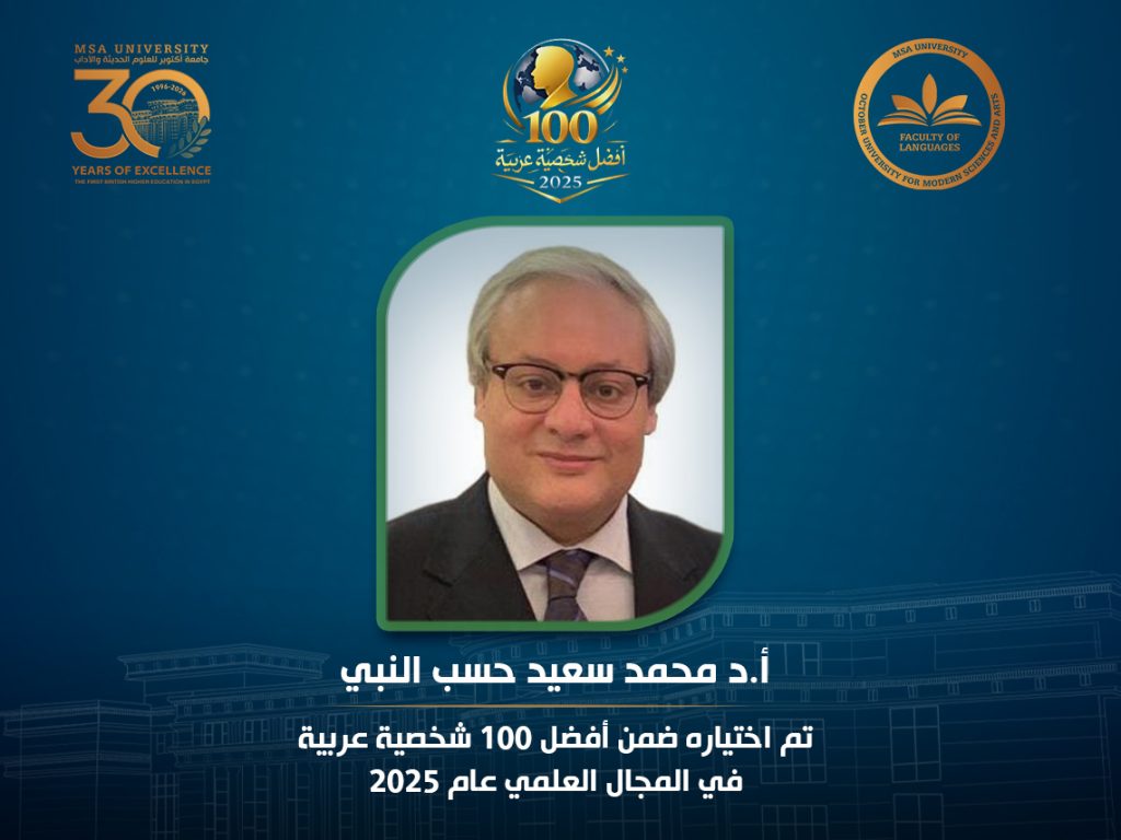 Professor Dr. Mohamed Said Hasab El-Nabi Honored Among the Top 100 Arab ...